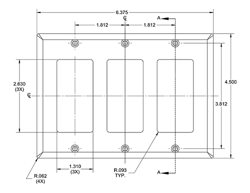 80411-NGY - 3-Gang Thermoplastic Nylon Decora/GFCI Wallplate/Faceplate ...