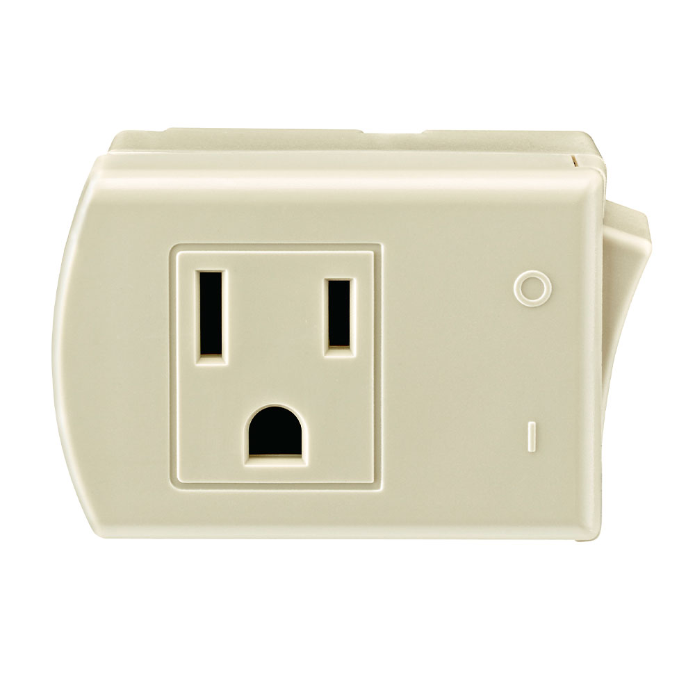 1470-W - Indoor Grounded Switch Tap with ON/OFF Button - Leviton | Products