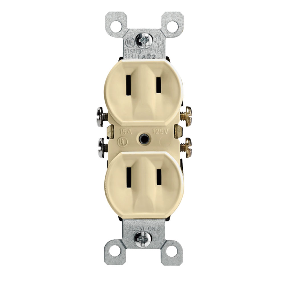 223 - 15 Amp Non-Grounding Duplex Receptacle with Ears in Brown ...